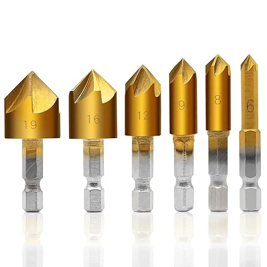 Sechskant Senker Bohrer, 6 Stück Kegelsenker Set HSS Senker Bohrer Set ...