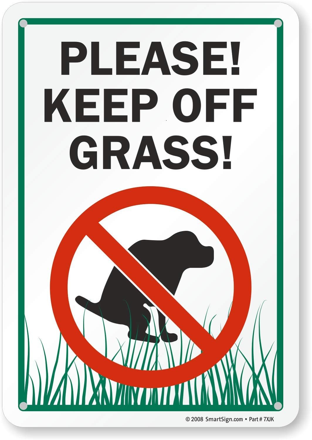 Amazon.com: SmartSign - S-5622-PL-10 "Please Keep Off Grass!" No Dogs ...