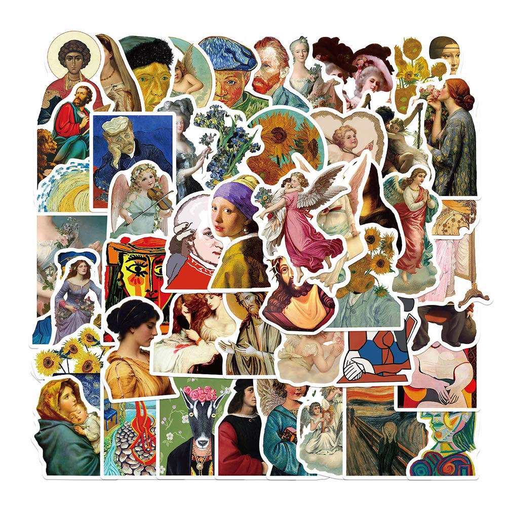Artist Famous Painting Stickers 50 Pack Vinyl Waterproof Stickers ...