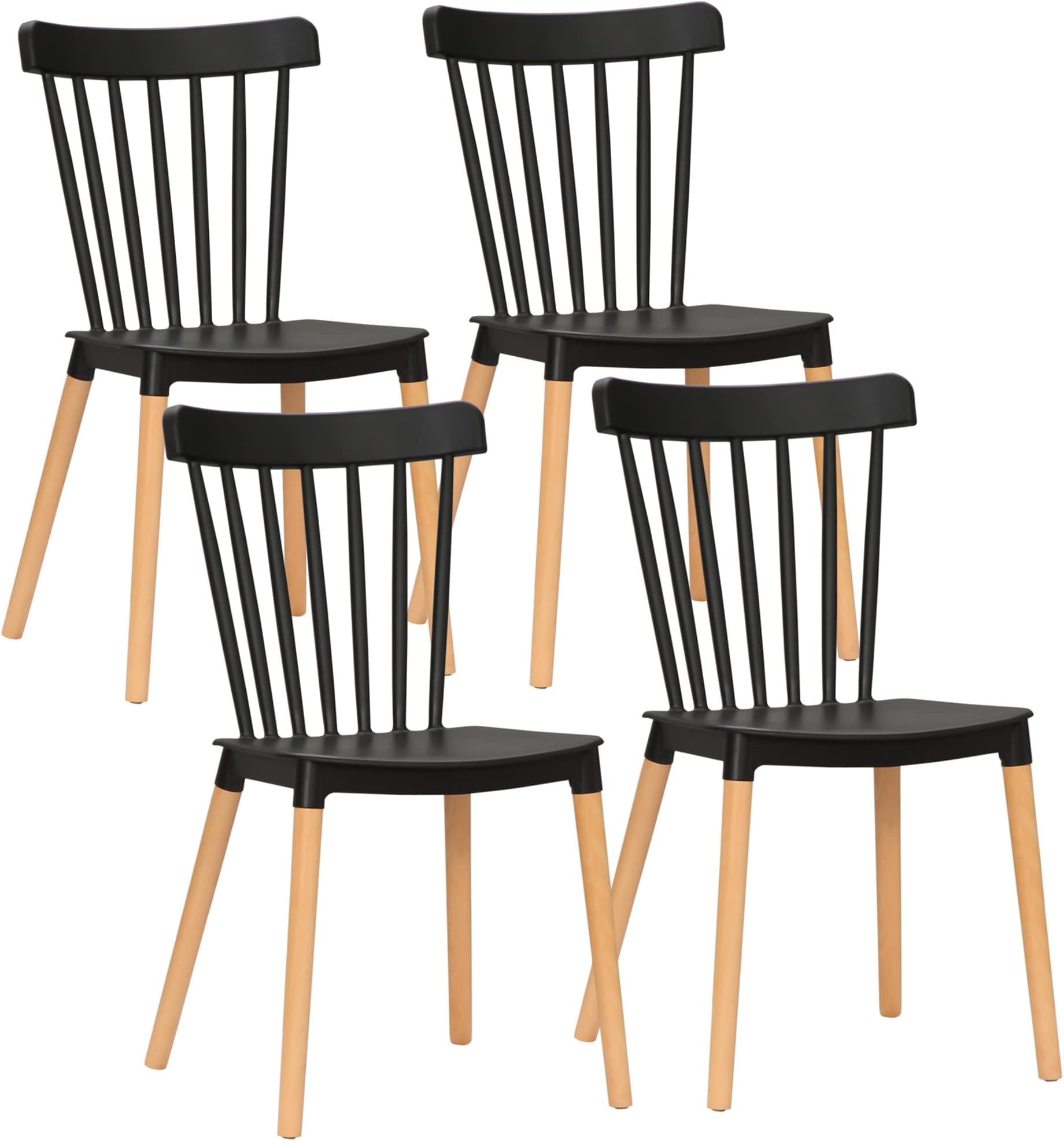 HOMCOM Dining Chairs Set of 4, Modern Accent Chair with Slatted Back ...