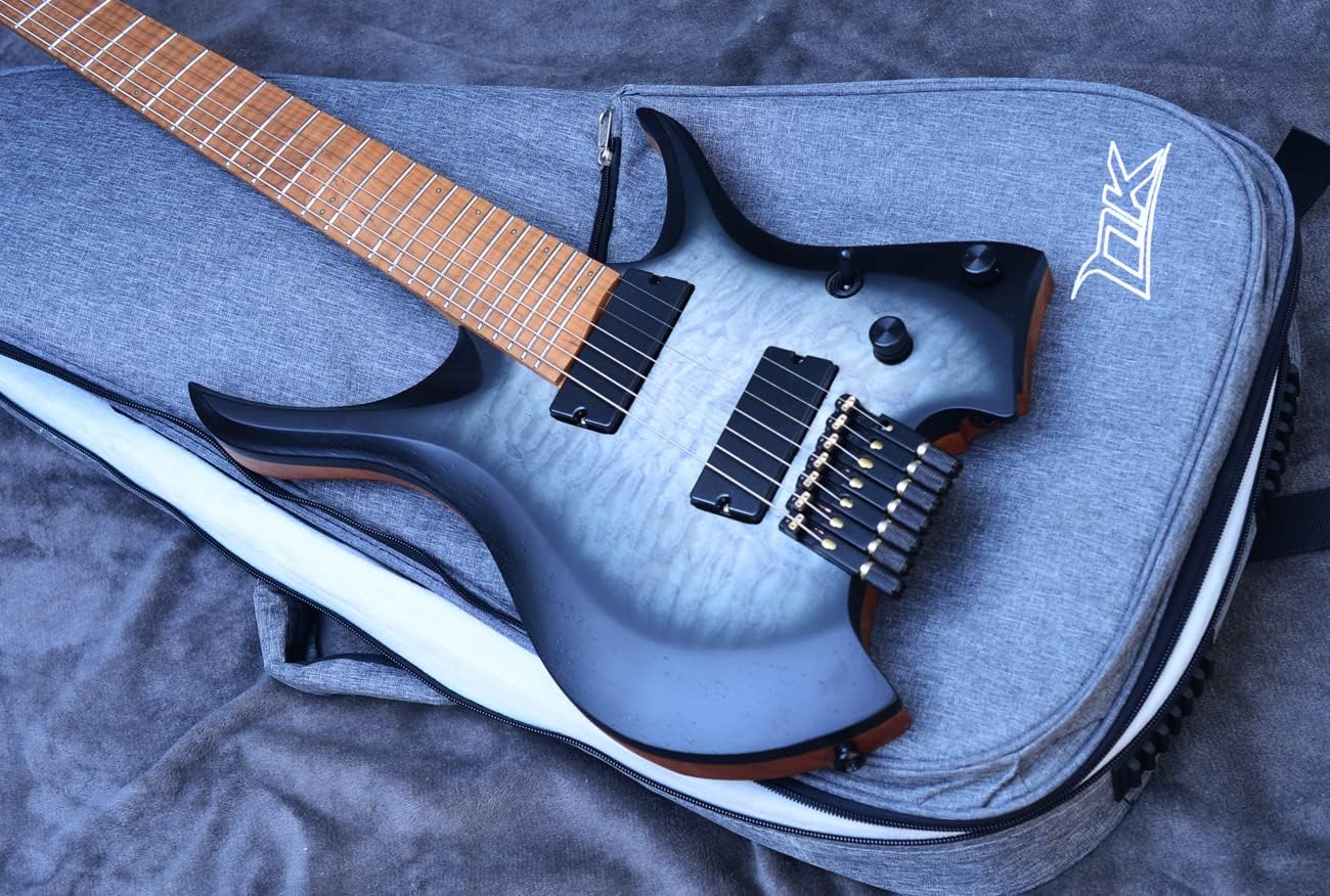 Amazon.com: 2023 Fanned frets 7 Strings Headless Electric Guitar Black ...