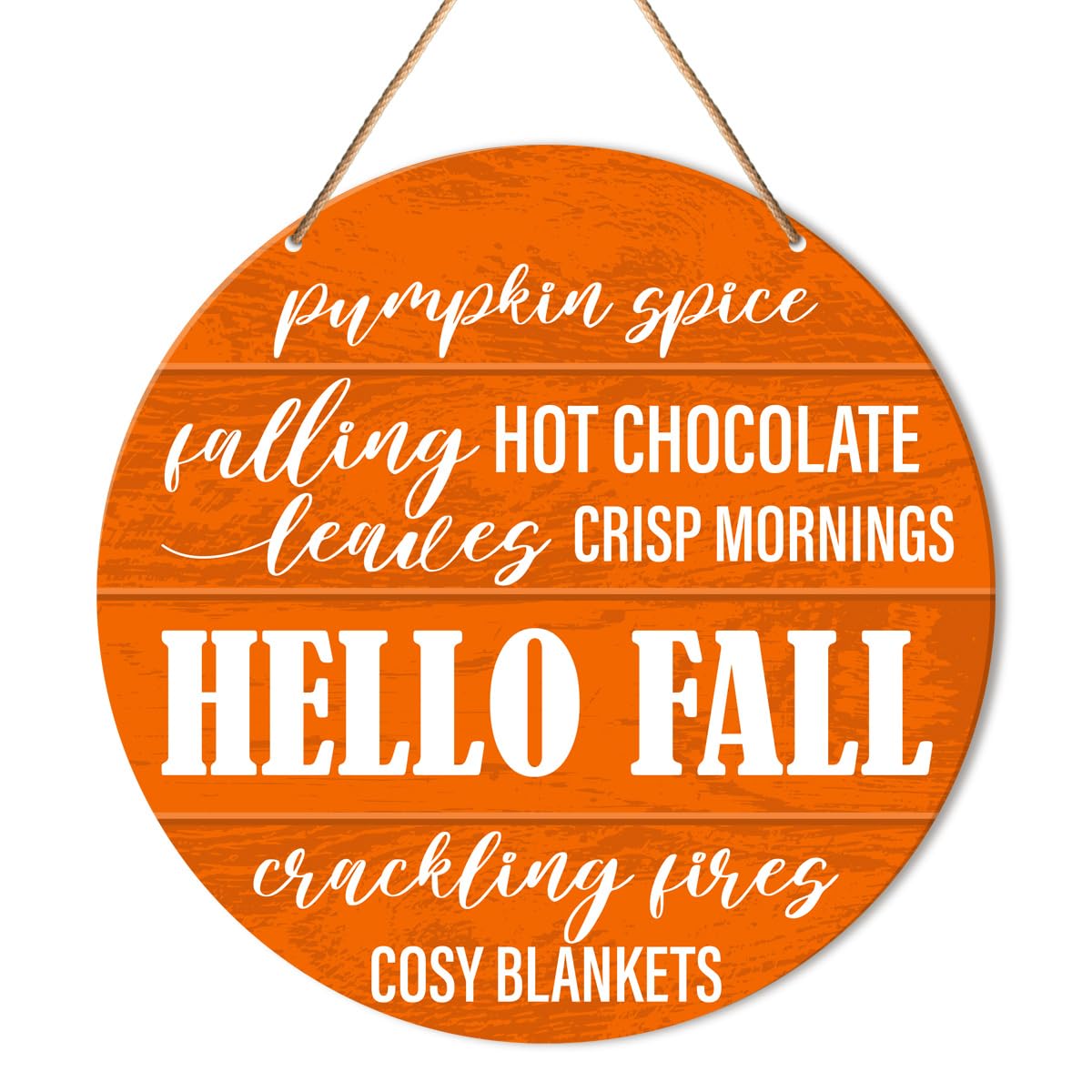 Amazon.com: Hello Fall Wall Sign Decor, Fall Round Hanging Sign Decor ...
