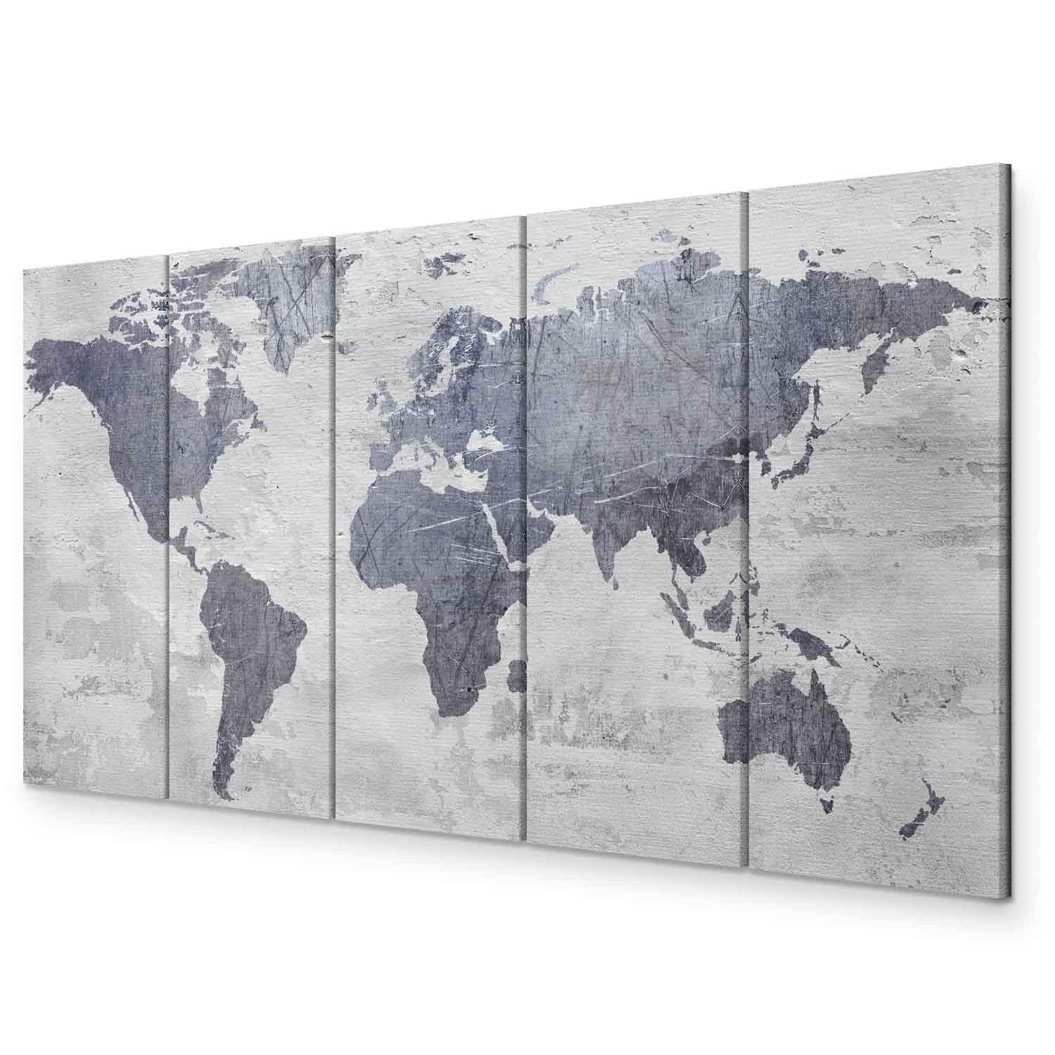 murando Cuadro en Lienzo Mapa del mundo 200x80 cm Impresión de 5 Piezas ...