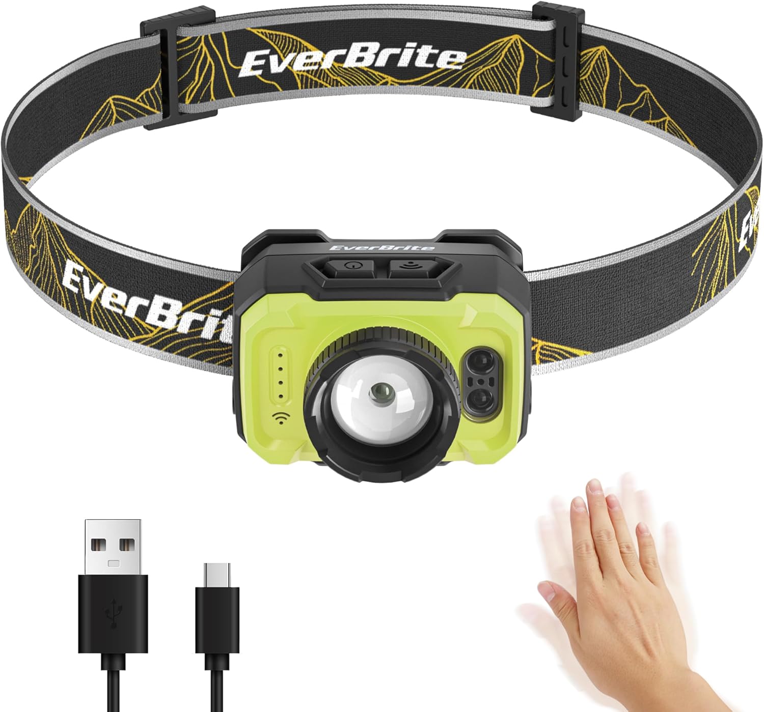 Amazon.com: EverBrite 600 Lumen Headlamp, Rechargeable Headlight with 4 ...