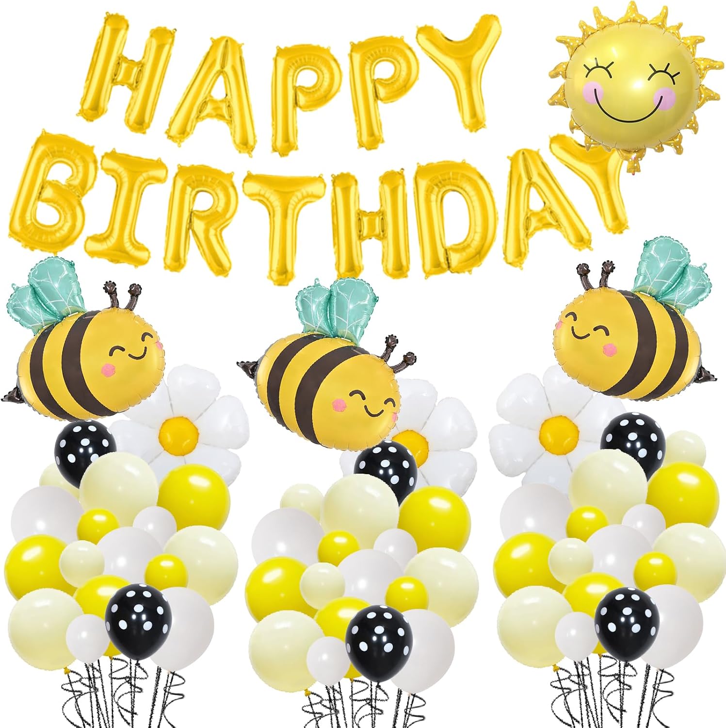 Amazon.com: Pasiihol 59Pcs Bee Balloons, Birthday Balloon Decorations ...