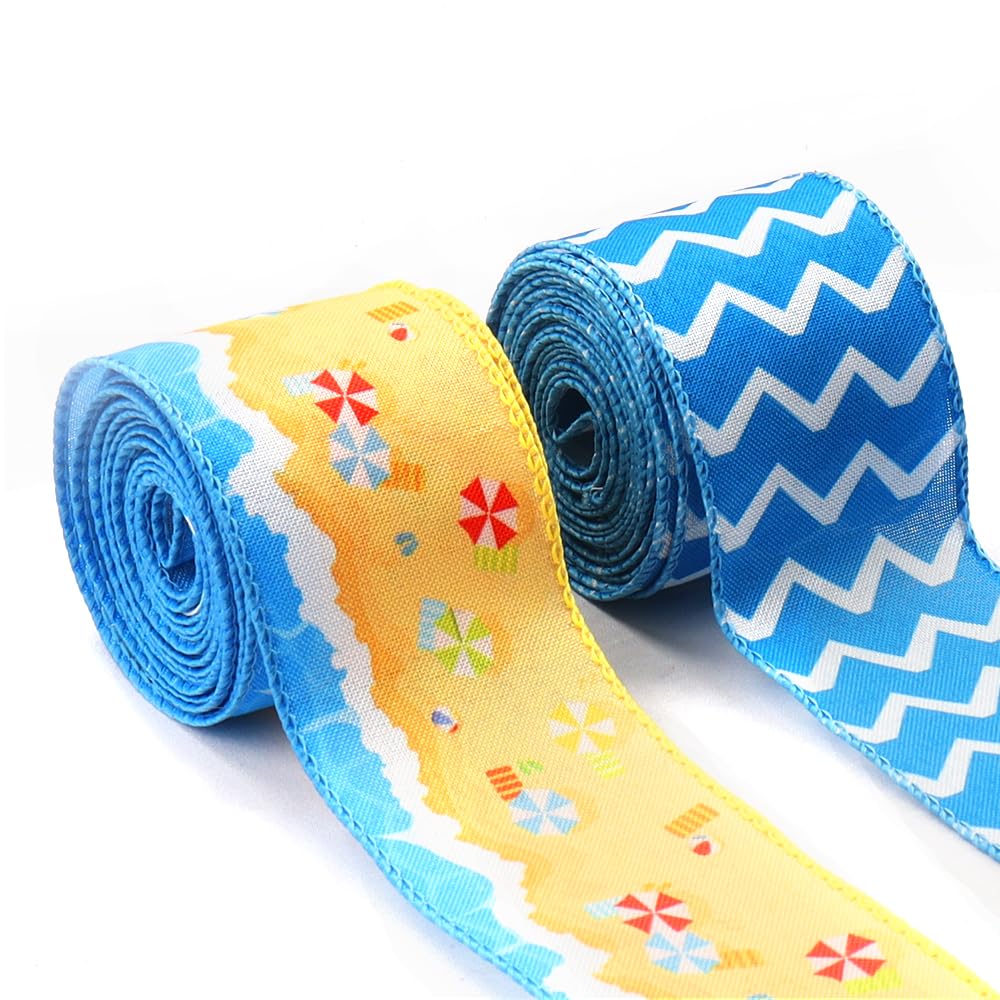Amazon.com: 2pcs Summer Fabric Ribbons Summer Sea Ocean Wave Strips ...