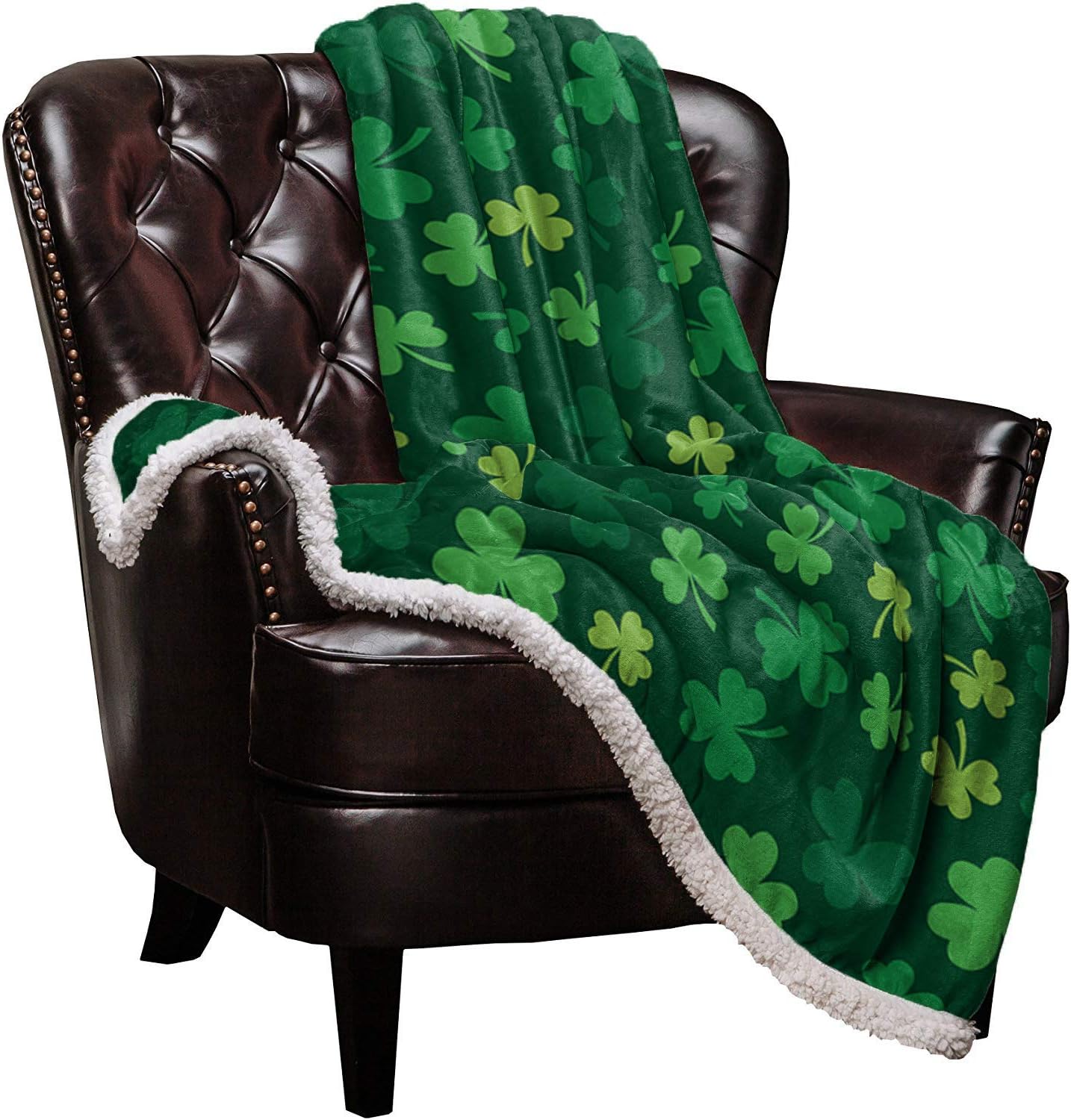 Amazon.com: St. Patrick's Day Throw Blanket Green Lucky Clovers and ...