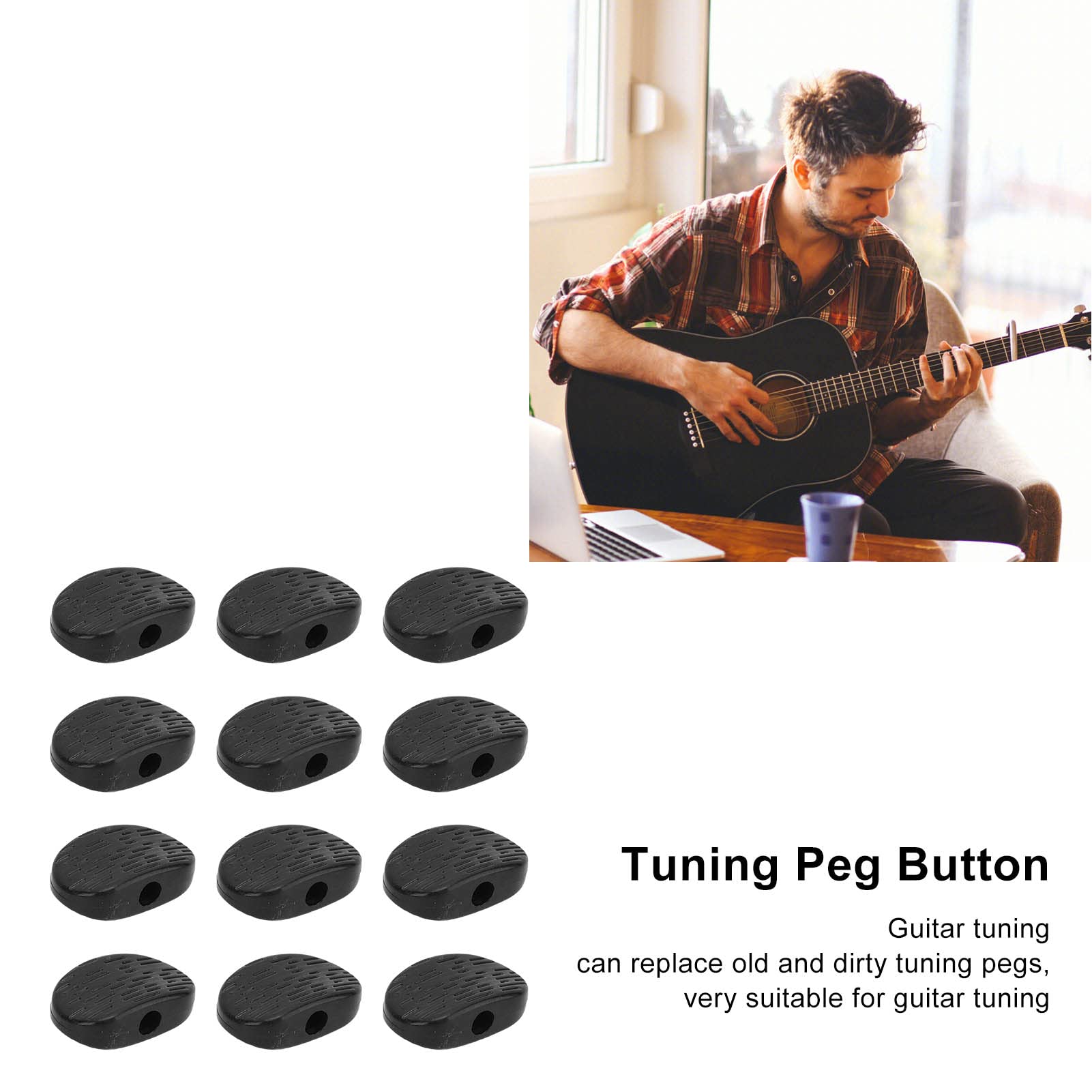 Snapklik.com : Tuning Peg Button, 12Pcs Plastic Guitar Tuner Machine ...