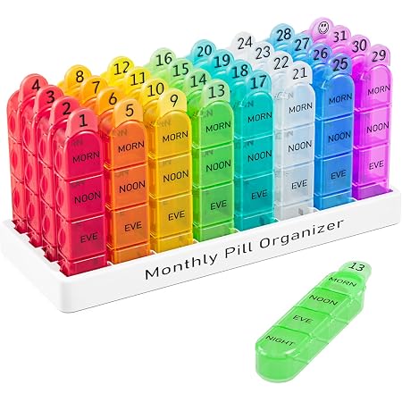 Amazon.com: Daviky Monthly Pill Organizer 4 Times a Day, 30 Day Pill ...