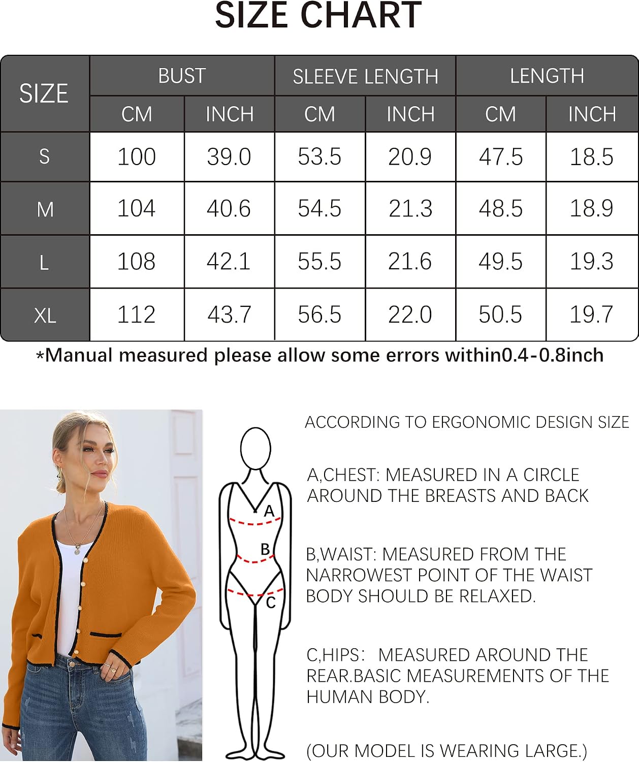 JUOIANTANG Women's Cropped Shrug Open Front V-Neck Knit Long Sleeve ...