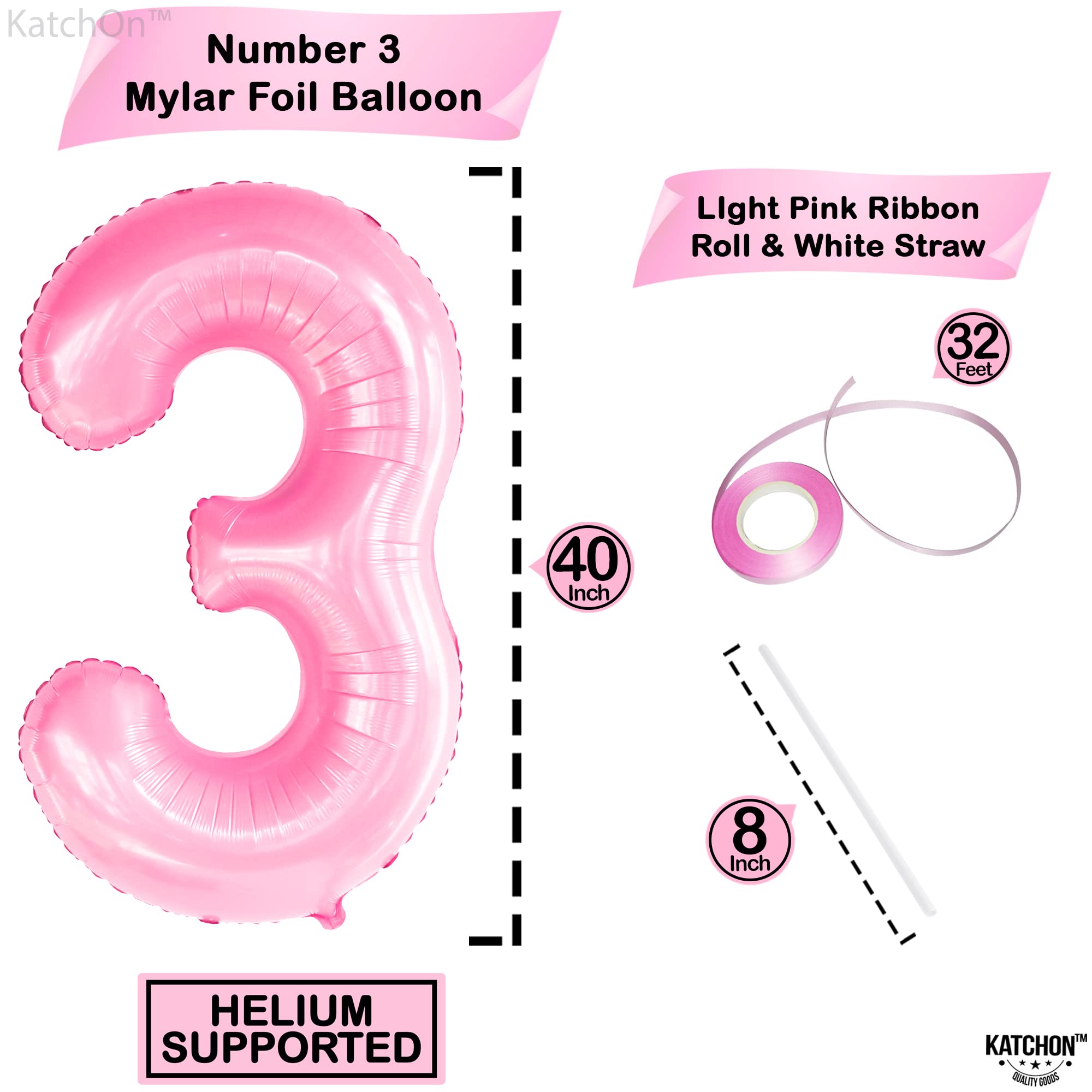 Snapklik.com : Large Pink Number 3 Balloon - 40 Inch Mylar Foil Balloon ...