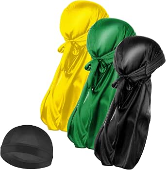 Amazon.com: Molain 3PCS Silky Durags for Men Women with 1 Wave Cap ...
