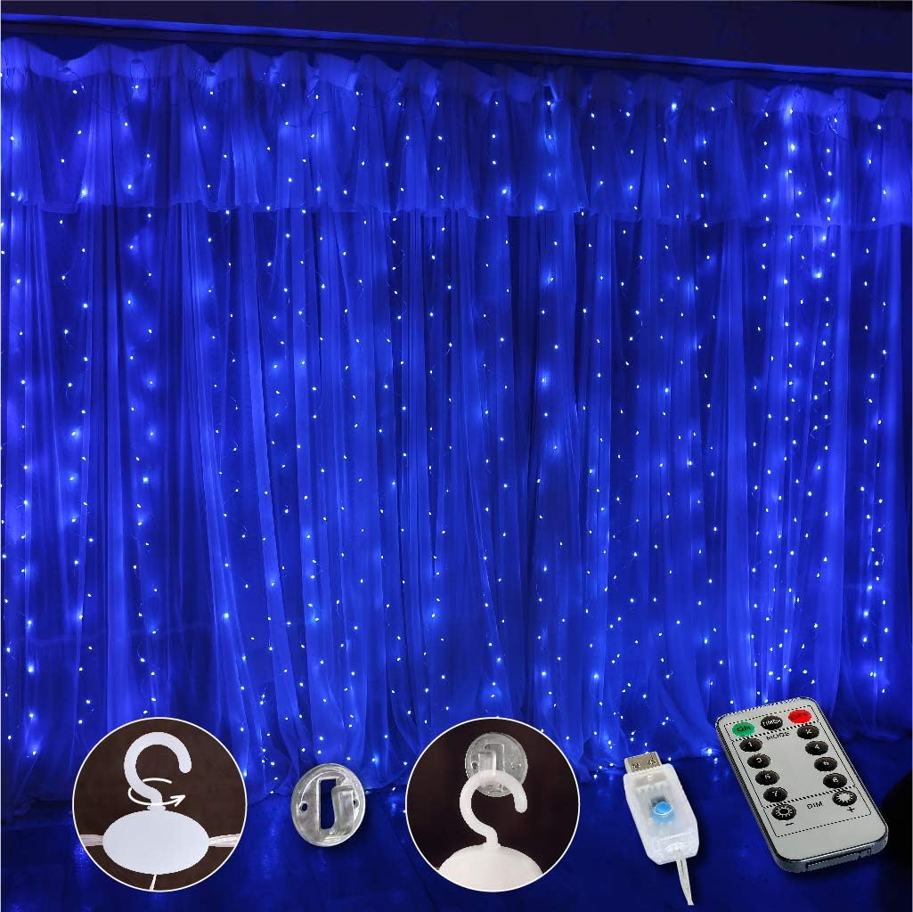 Amazon.com: SINAMER Curtain Light, 9.8ft x 9.8ft Copper Wire String ...