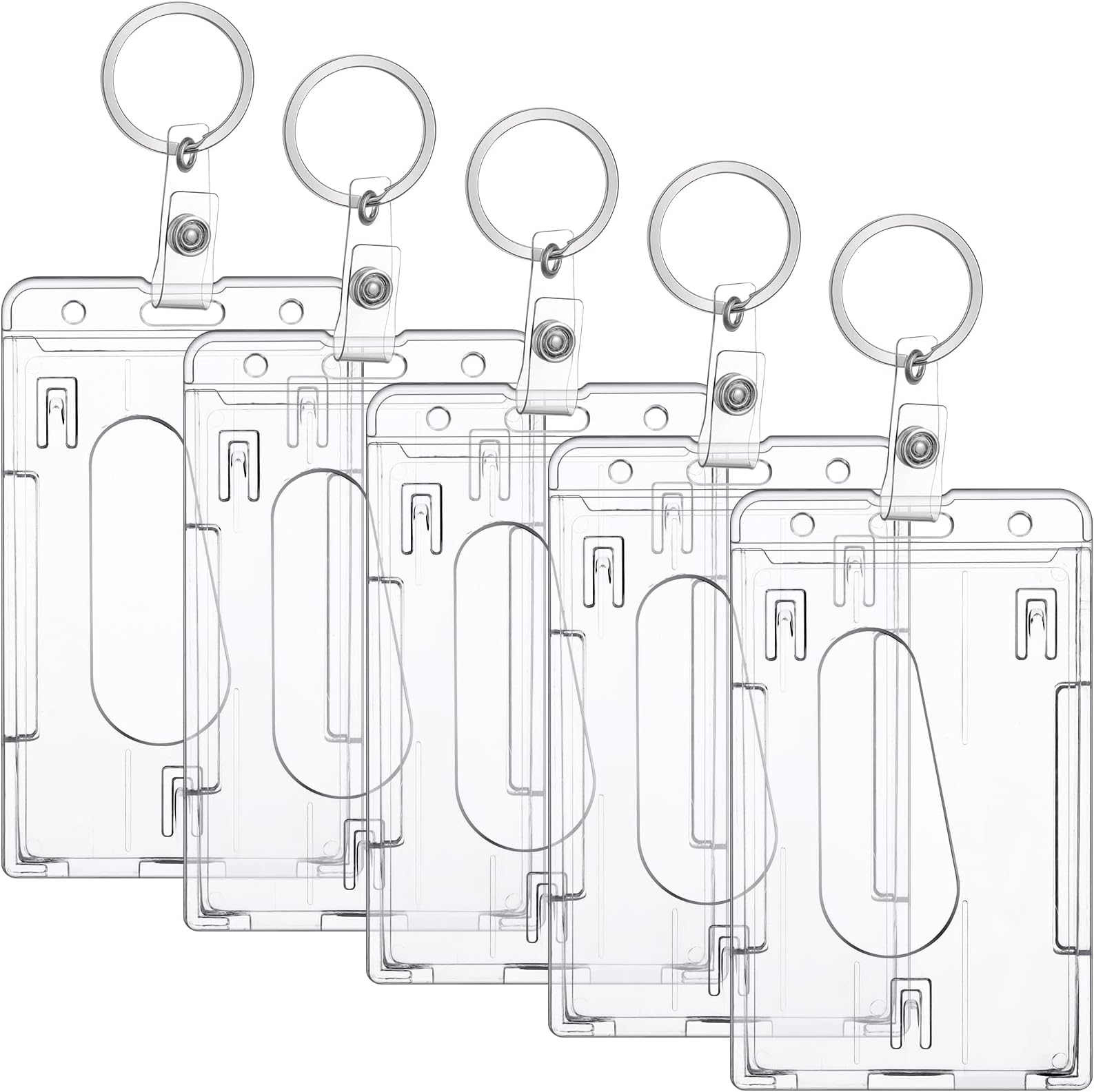 Amazon.com : 5 Pack Vertical ID Card Holder 2 Card Keychain Access ...