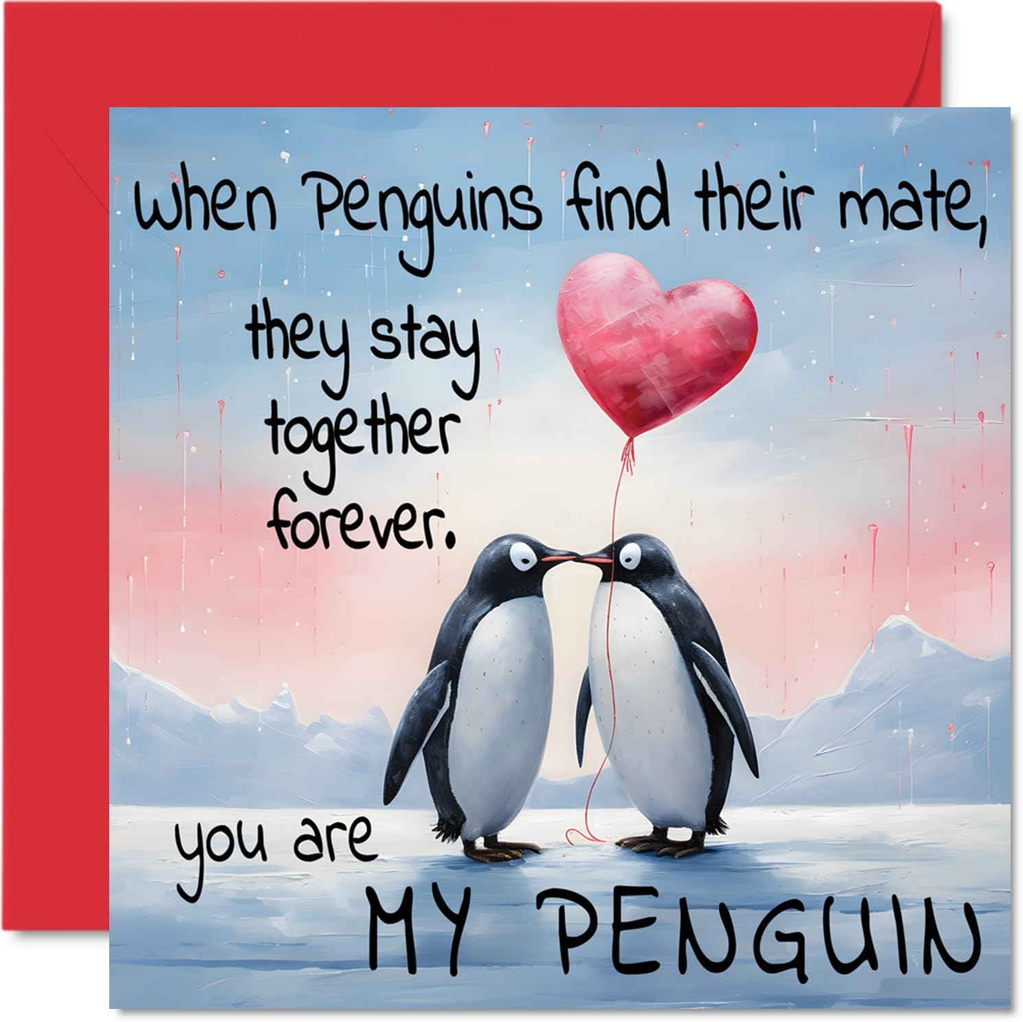 Penguin Valentines Card - You Are My Penguin - Cute Romantic Valentine ...