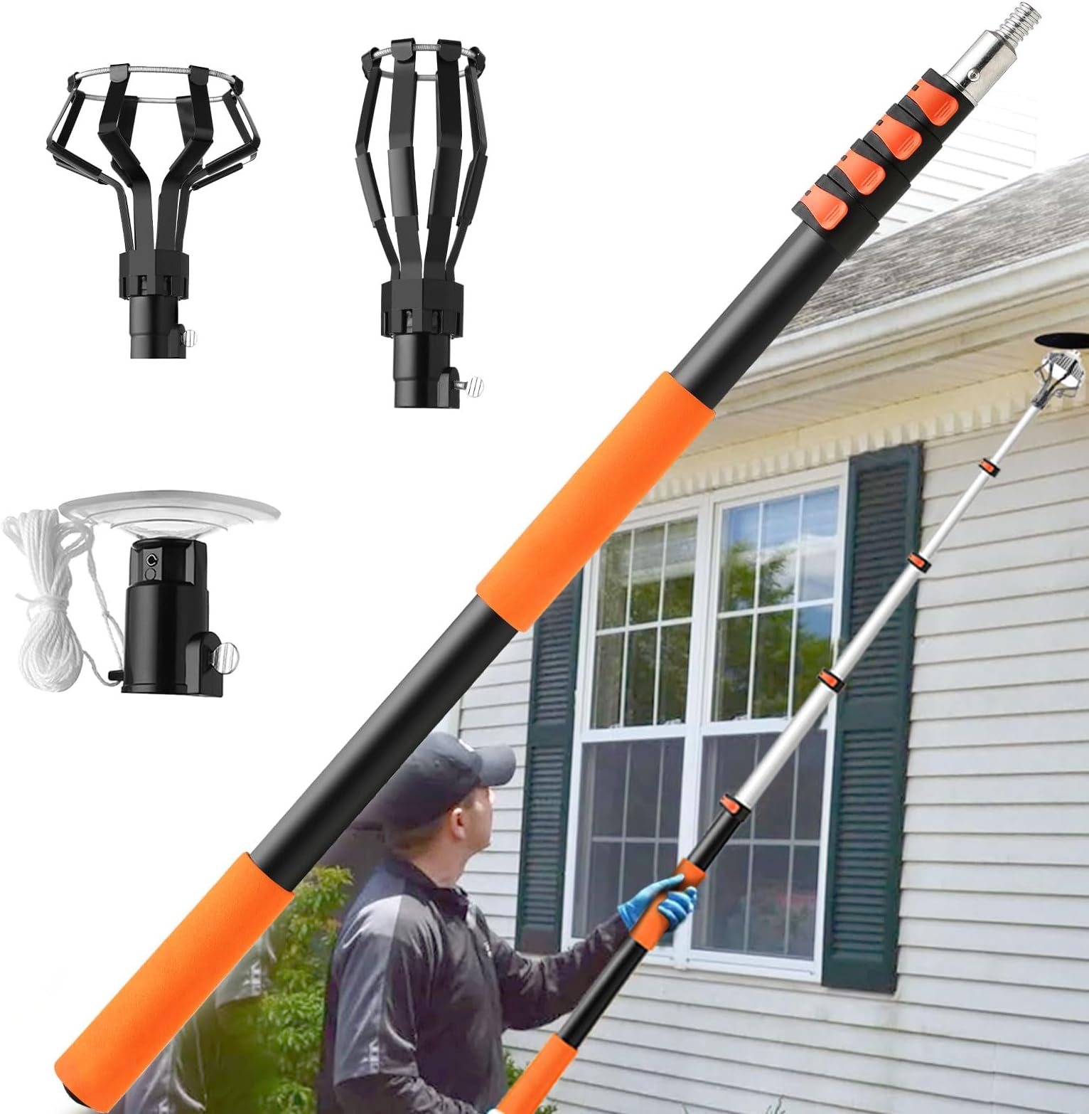 ACTREY 18FT Reach High Light Bulb Changer with Basket and Suction Cup ...