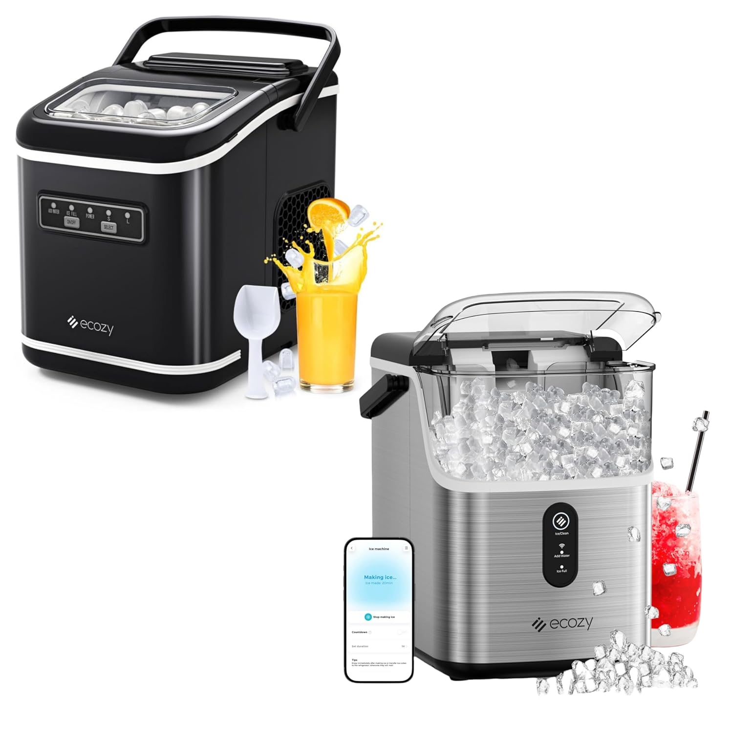 Amazon.com: ecozy Countertop Ice Maker, Portable Ice Maker with Self ...