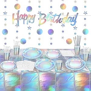 Amazon.com: Iridescent Party Decorations, Iridescent Party Tableware ...