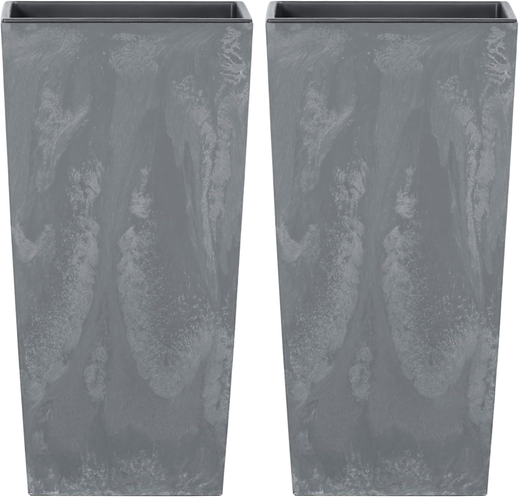 Koop 35cm Tall Square Grey Indoor & Outdoor Planter - Stone Effect ...