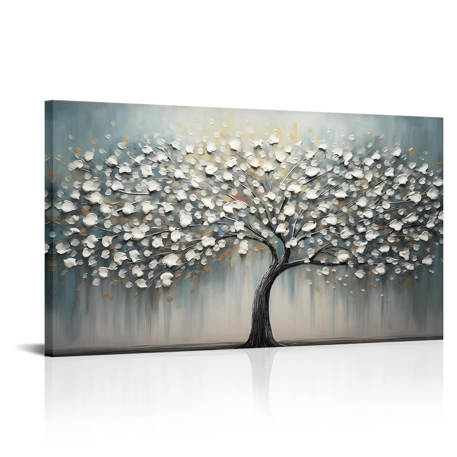 Amazon.com: Vefacaiyo Abstract Tree Canvas Wall Art White Flower Tree ...