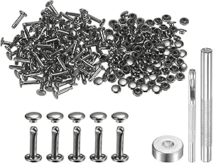 Amazon.com: HARFINGTON 100 Sets Leather Rivets 6mm x 12mm Metal Double ...