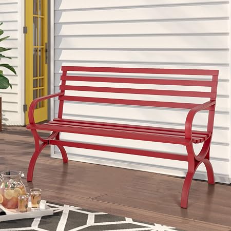 Amazon.com: Giantex Patio Garden Bench Park Yard Outdoor Furniture Cast ...