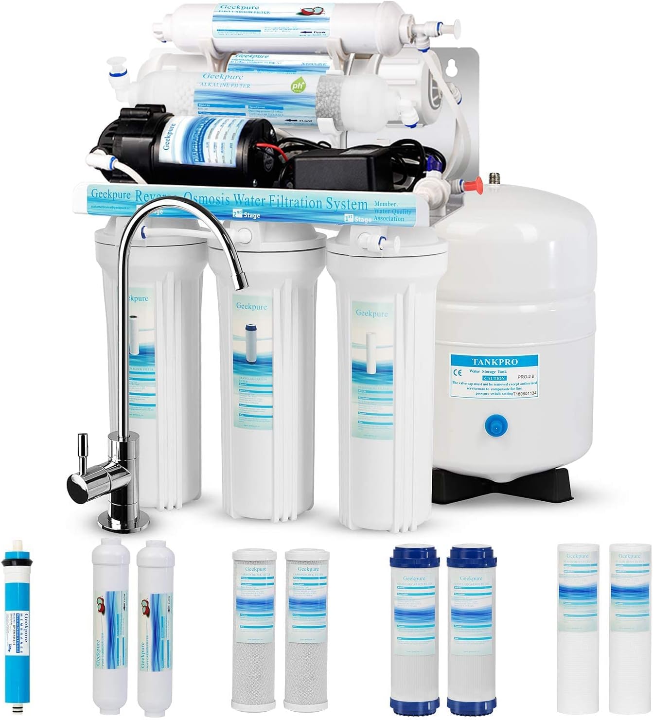 Geekpure 6 Stage Reverse Osmosis RO Drinking Water Filter System 75 GPD ...