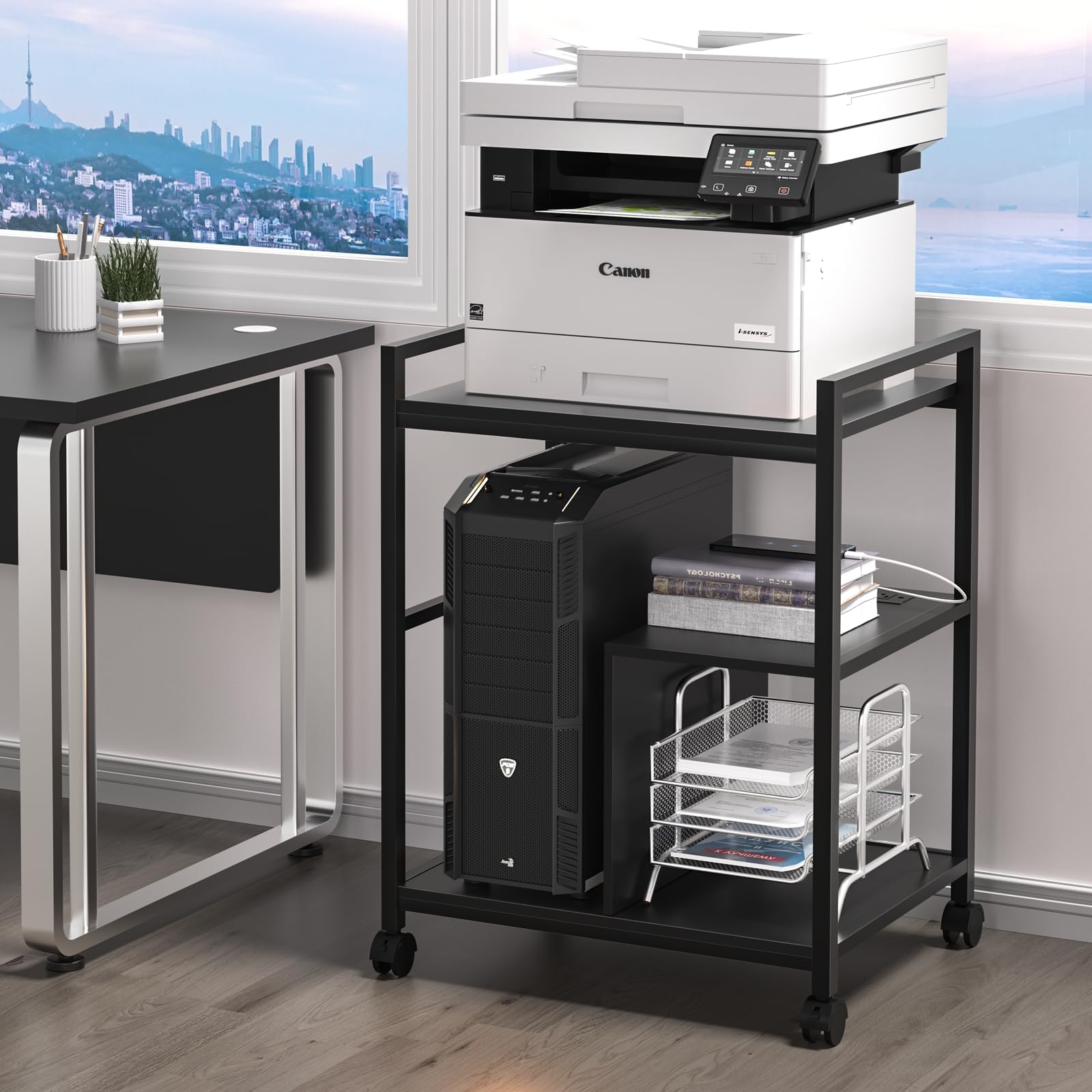 Amazon.com: Lerliuo Printer Stand with Charging Station and USB Ports ...