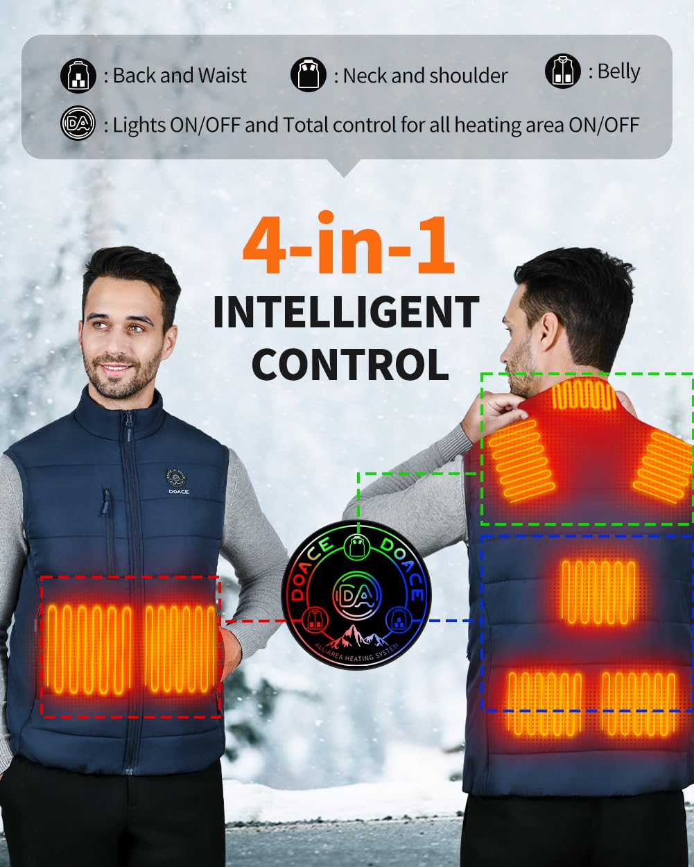 Snapklik.com : Heated Vest For Men, Lights-out Design, Smart Electric ...
