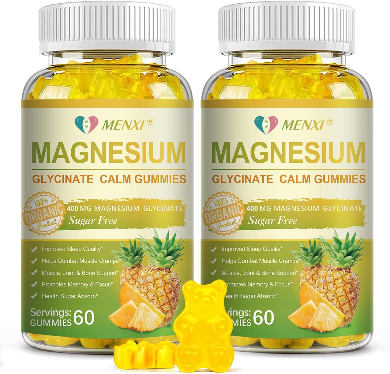 Amazon.com: Magnesium Glycinate Gummies 400mg, Sugar Free Magnesium ...