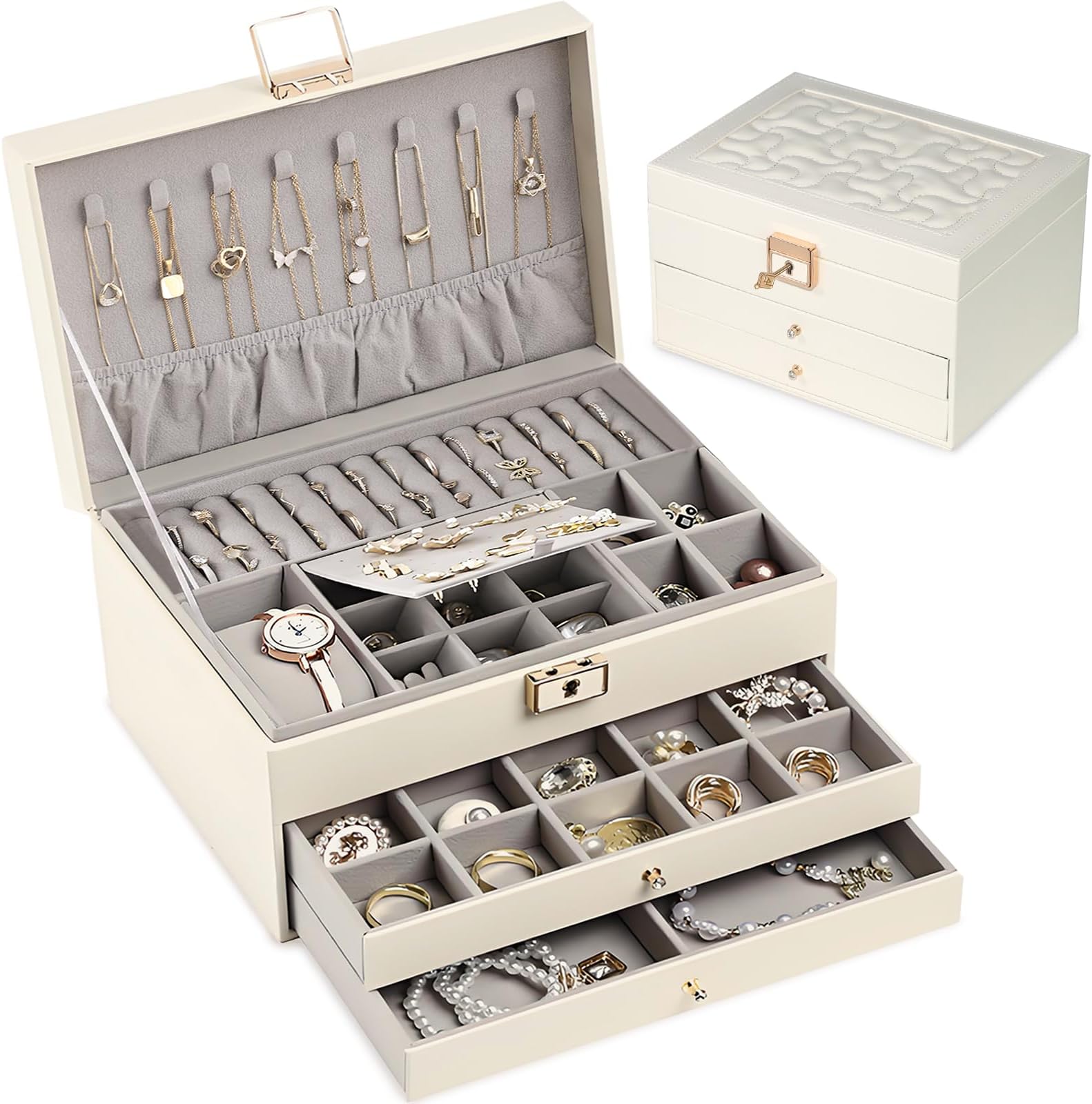 Amazon｜STACKERS LONDON (スタッカーズ ロンドン) 高級アクセサリーボックス 大容量 4段セット 積み重ね可能で交換可能なレイヤー プレミアムジュエリー 収納ケース 宝石 ...