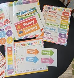 Amazon.com : Colorful Classroom Calendar Bulletin Board Set Rainbow ...