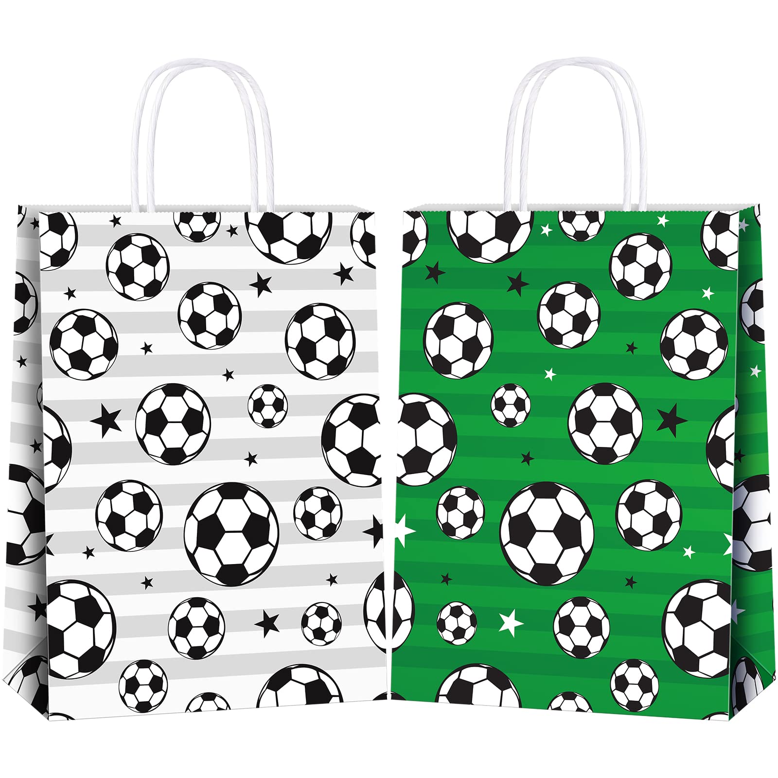 Amazon.com: durony 16 Pieces Soccer Gift Bag Soccer Print Paper Bags ...