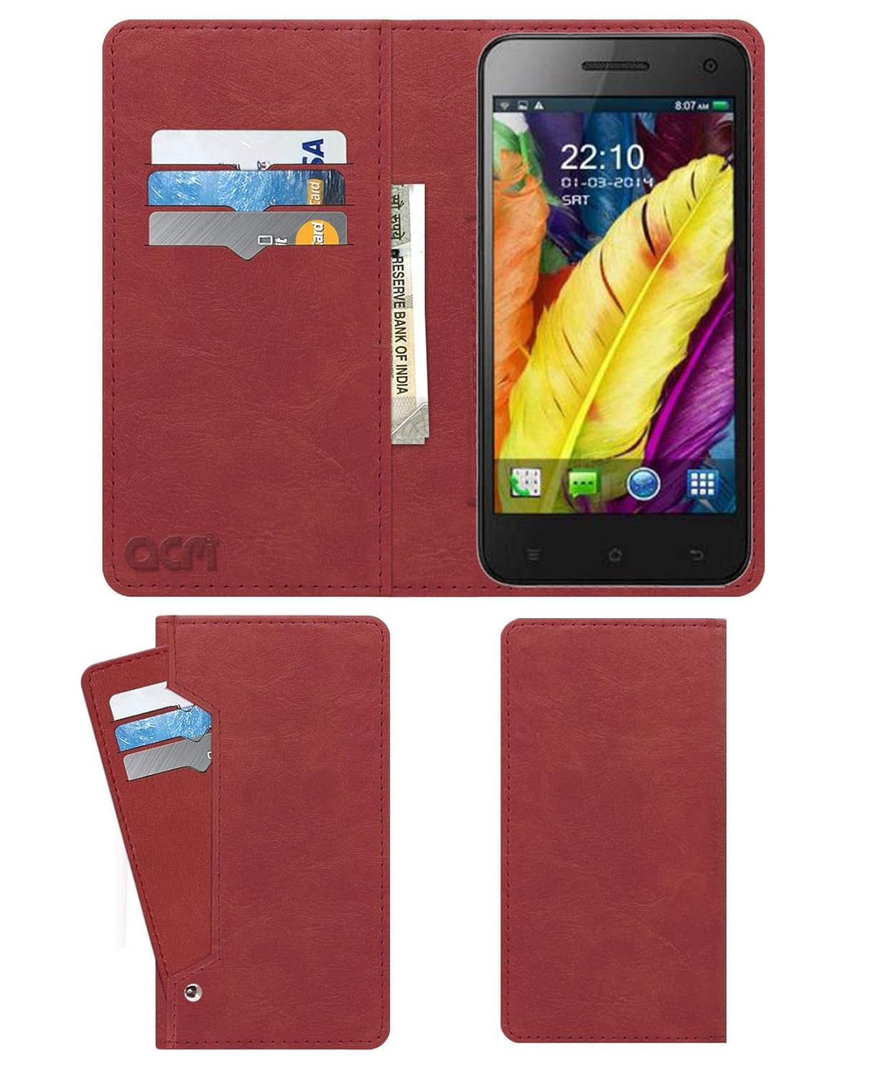 ACM Wallet Leather Flip Carry Case Compatible with Alpha Feather Mobile ...