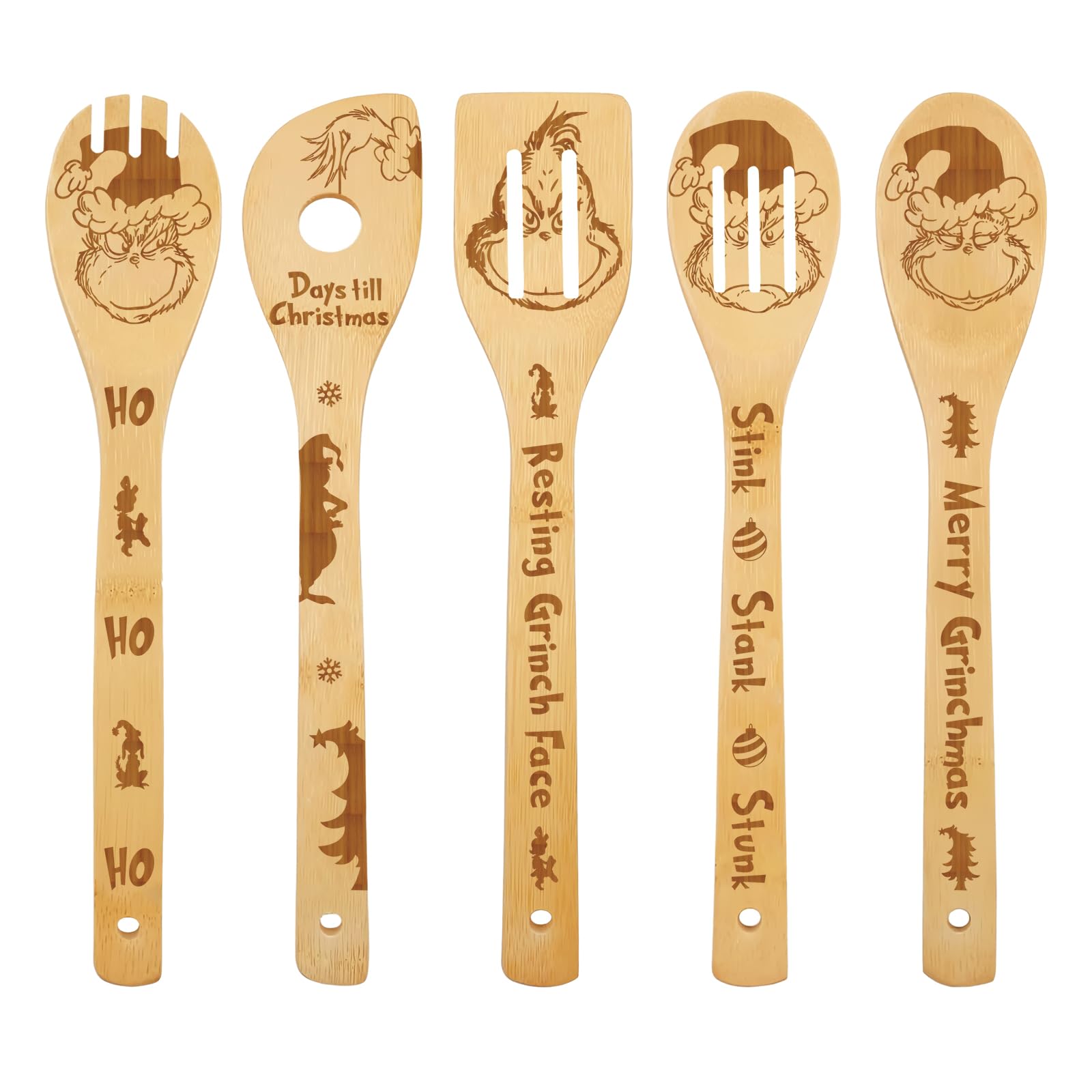 Amazon.com: Funny Christmas Wooden Spoons, 5 Pcs Xmas Cooking Utensils ...