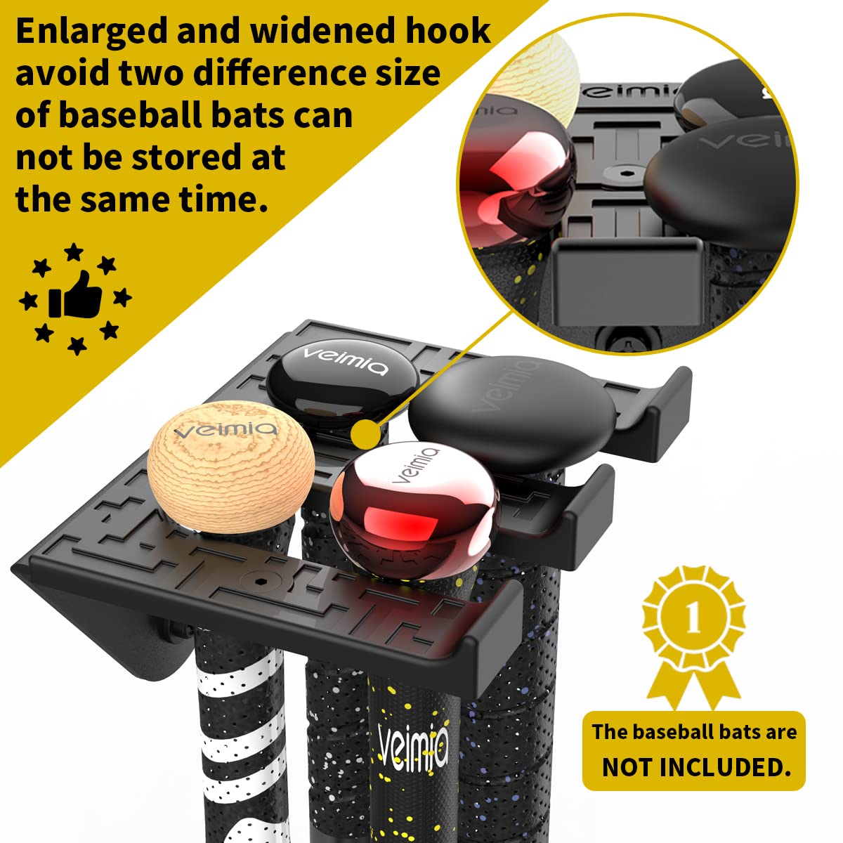Snapklik.com : Veimia Baseball Bat Holder Wall Mount, Baseball Bat ...