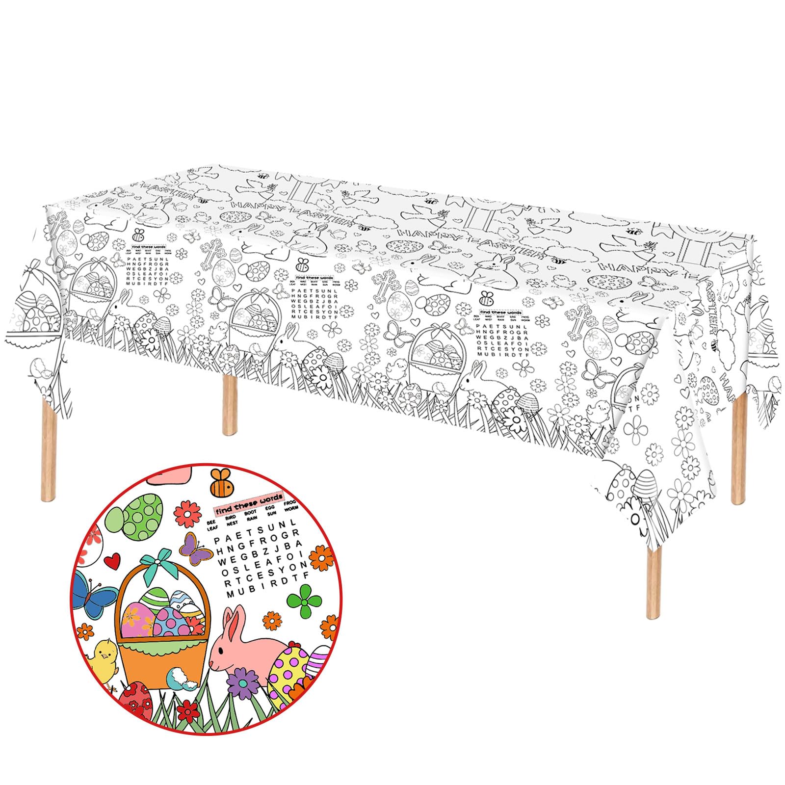 Amazon.com: Easter Coloring Tablecloth Easter Coloring Paper Table ...