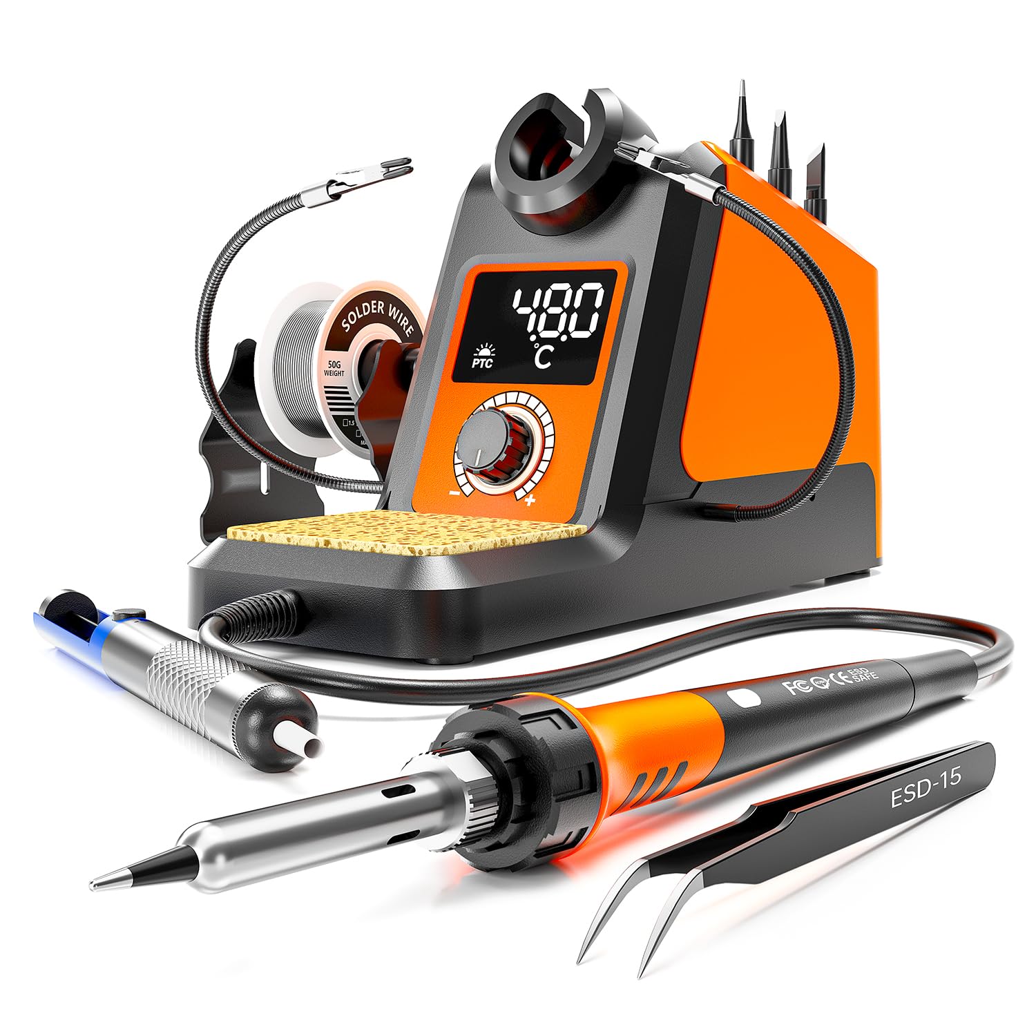 Digital Soldering Iron station Kit, 2 Auxiliary Clamps, 5 Soldering ...