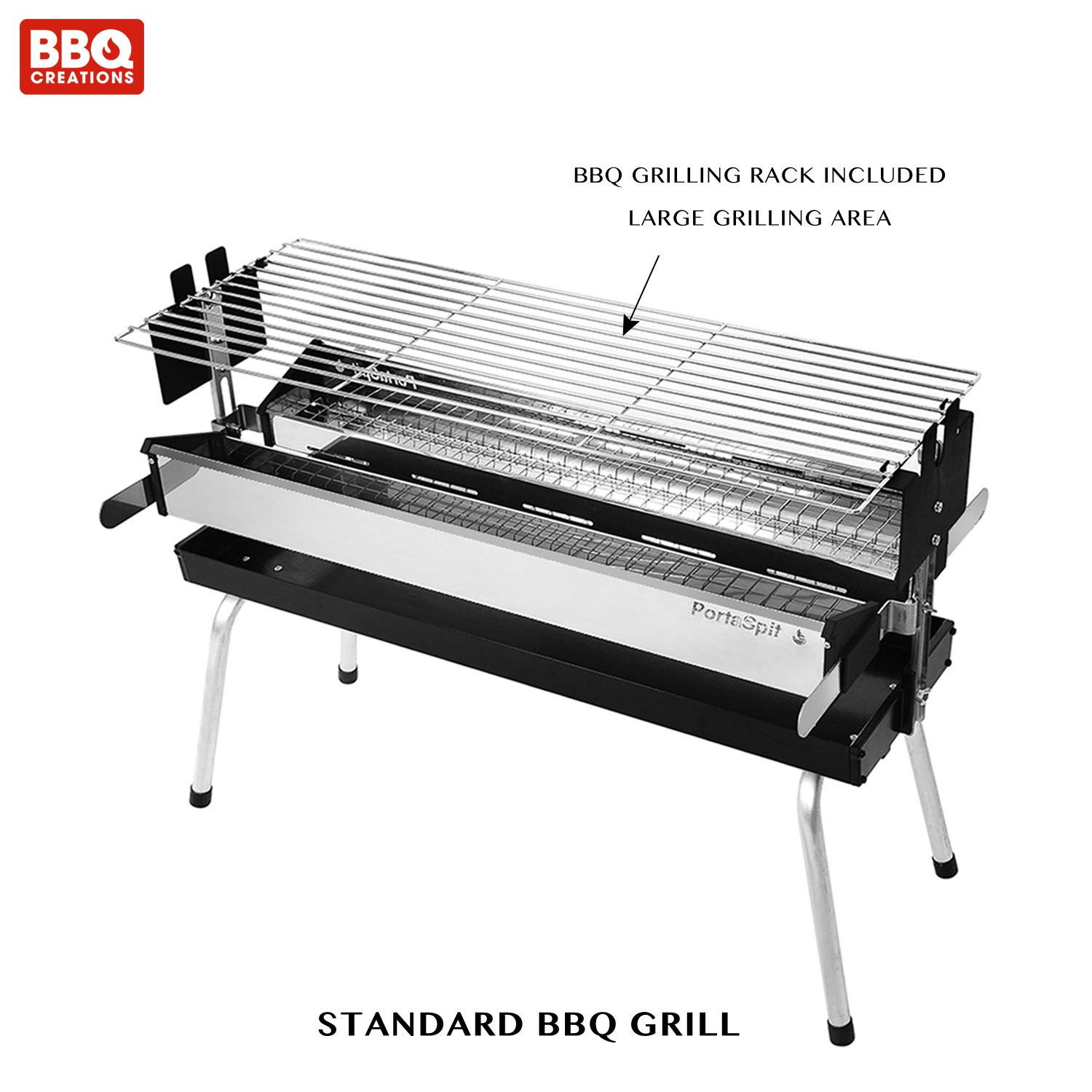 BBQ Creations B-007 PortaSpit Portable Spit Rotisserie/BBQ Charcoal ...