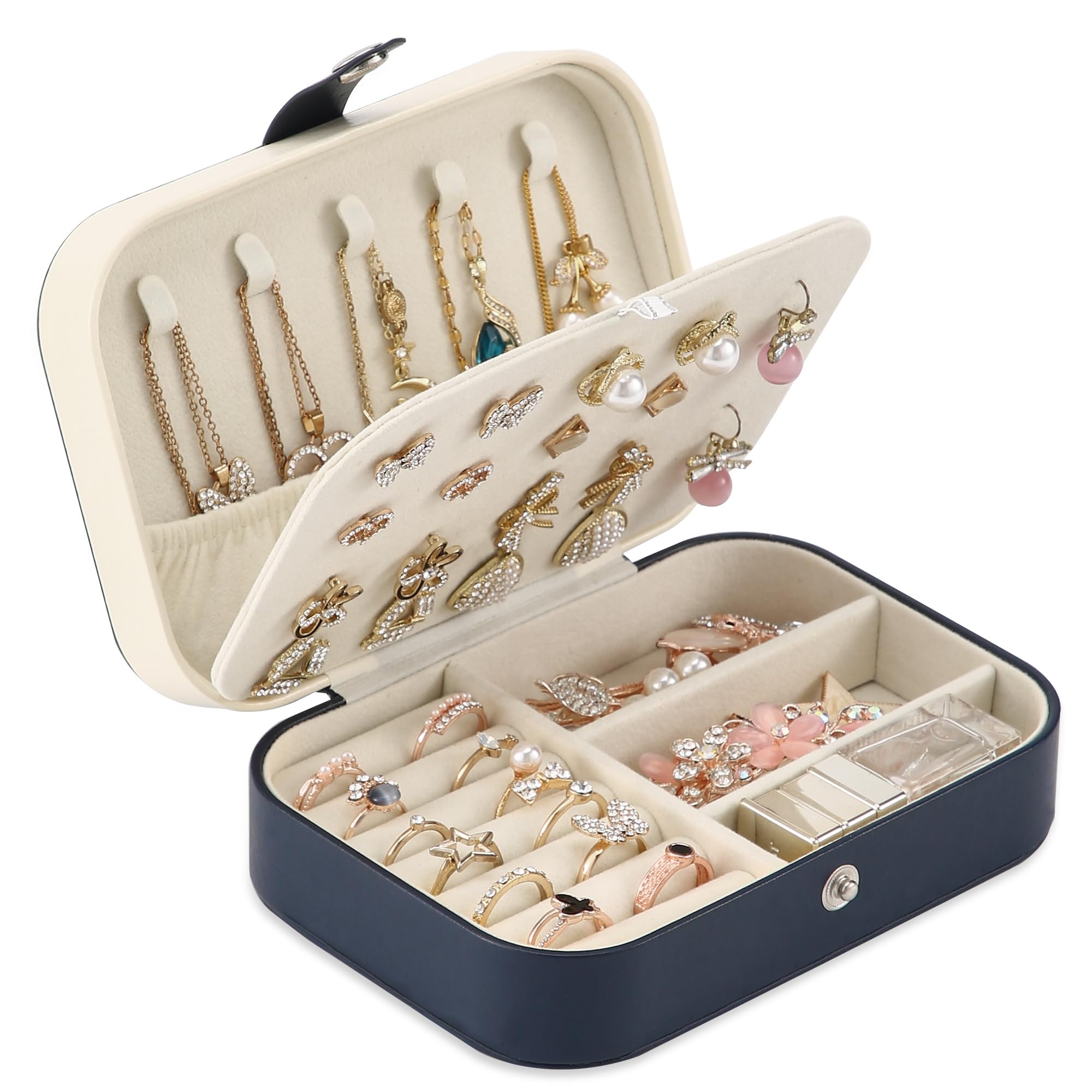 Amazon.com: XZUZ Travel Jewelry Box, PU leather Small Jewelry Organizer ...