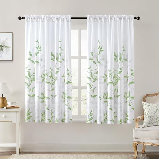 Amazon.com: HOMEIDEAS Non-See-Through Sage Green and White Privacy ...