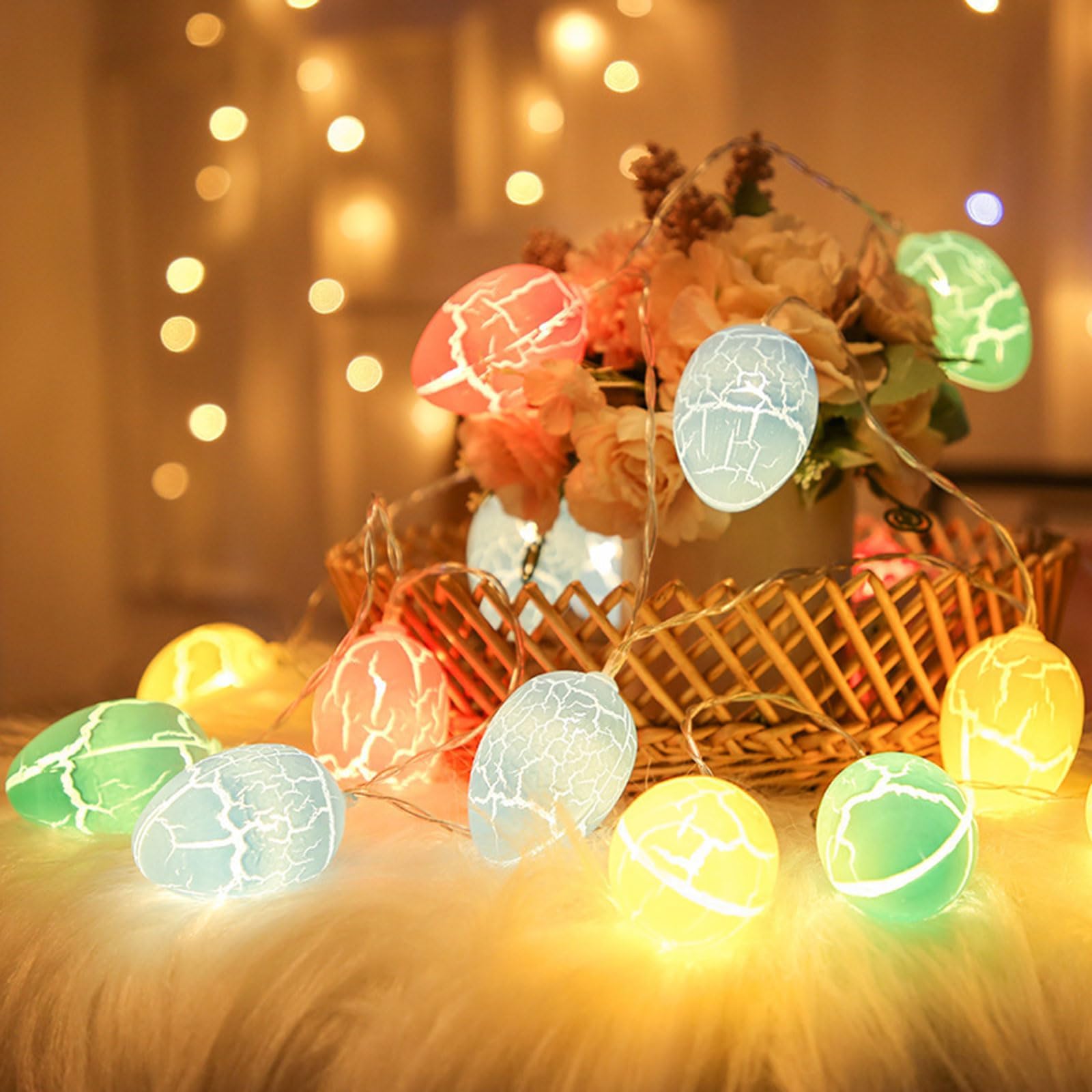 Amazon.com: SWEETIME 20 Pcs Easter Egg Lights, 9.84 ft Cracked Egg ...