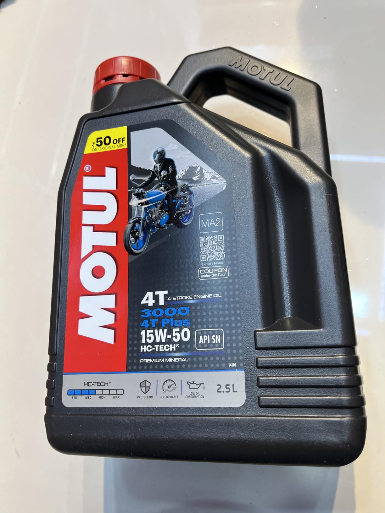 Motul 3000 4T Plus 15W50 API SM HC Tech Engine Oil (2.5L) Compatible ...