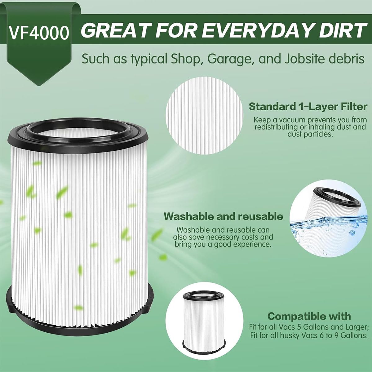 Shop Vac Filter Wet Dry Vacuum Cleaner 2 Pack Standard Wet/dry Vac ...