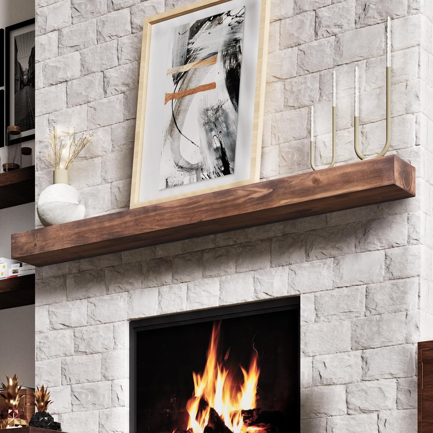 Amazon.com: Weyderk Fireplace Mantel, Fireplace Mantel 72 Inches ...