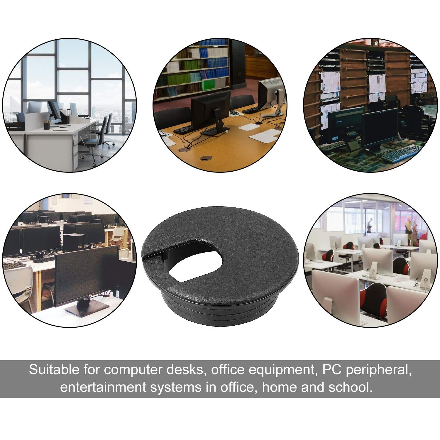 Snapklik.com : 2" White Plastic Desk Grommet, HNBun 20 Pack Cable Wire ...