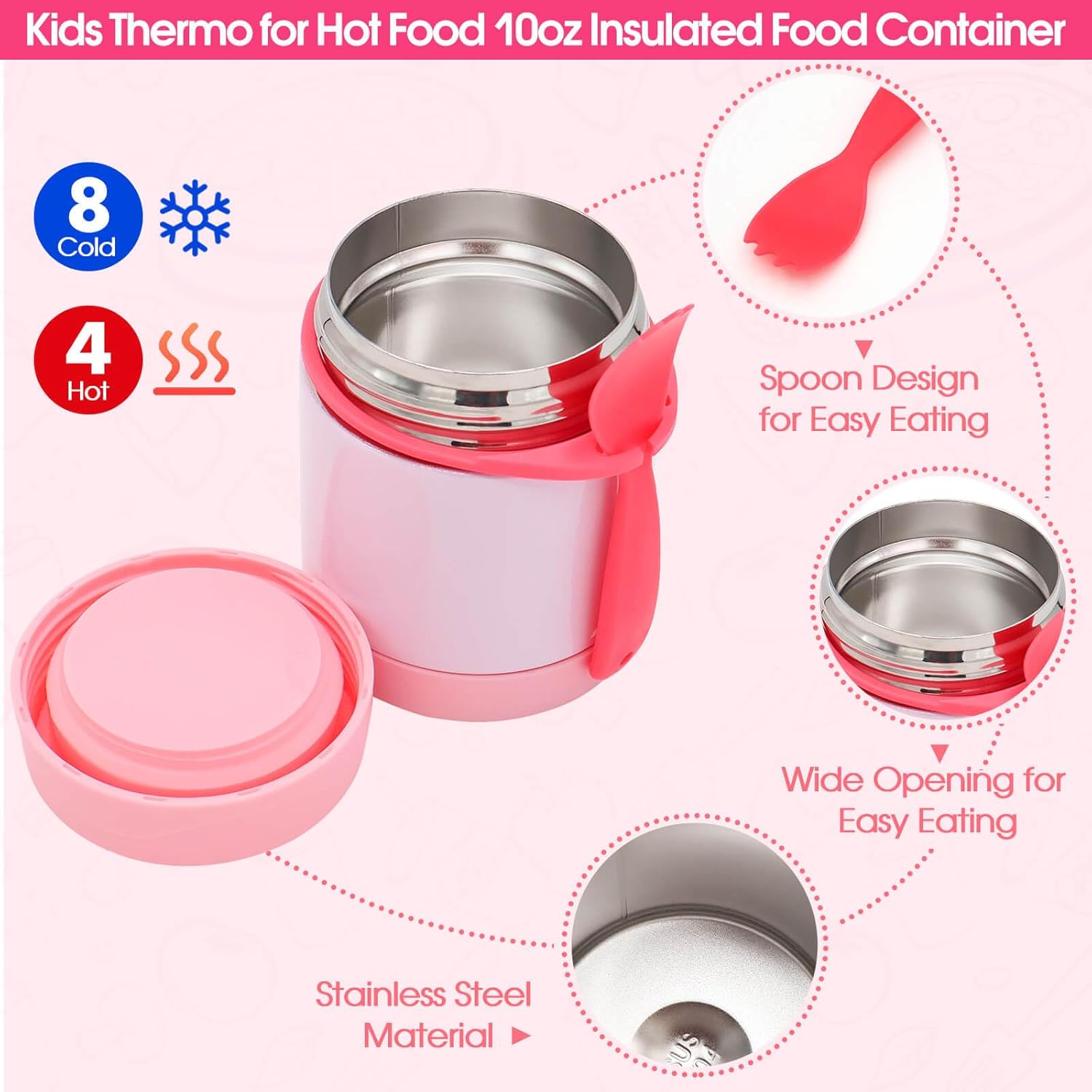 Bento Lunch Box Set for Kids with 10oz Thermo Food Jar, Leak-Proof ...