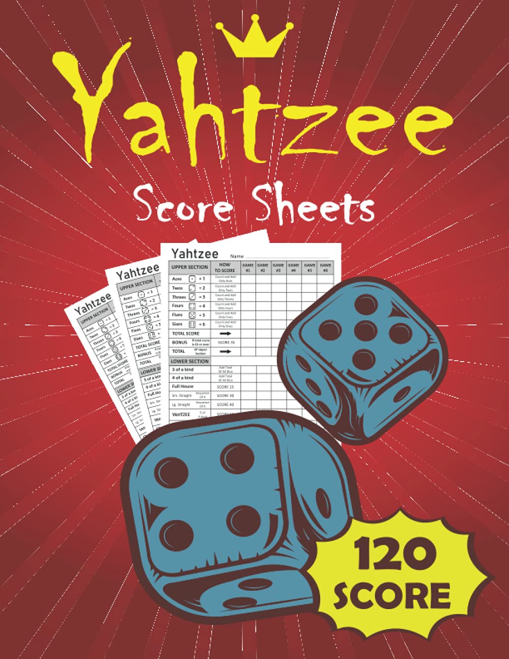 Buy Yahtzee Score Sheets: 120 Score Keeping Sheets, Yahtzee Score Pads Large Print 8.5x11 in ...