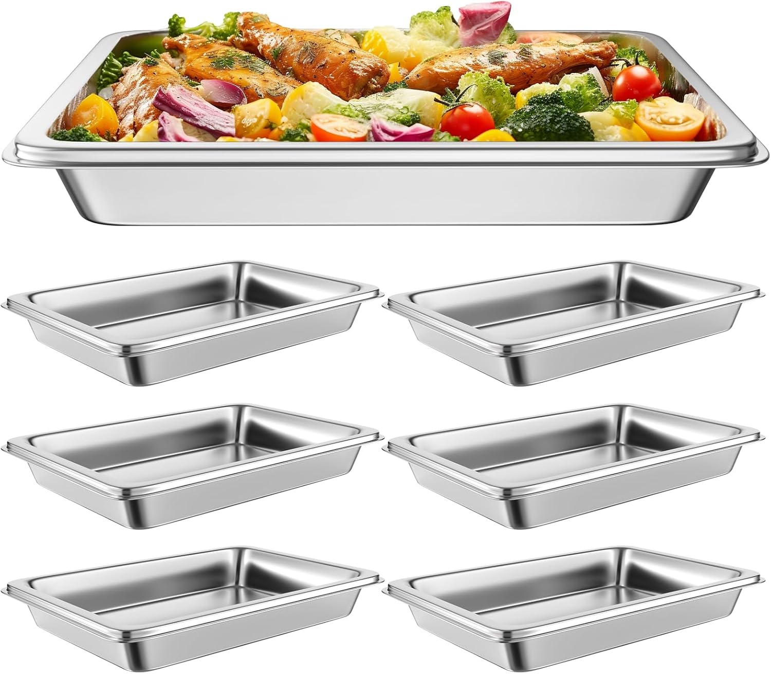 Amazon.com: IVONNEY Hotel Steam Table Pans Full Size 2.5 Inch Deep ...