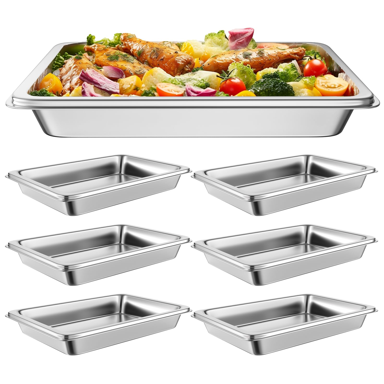 Hotel Pan Steam Table Pans Full Size 2.5 Inch Deep Stainless Steel Pan ...